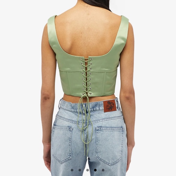 Danielle Guizio | Tops | Danielle Guizio Green Satin Bustier | Poshmark